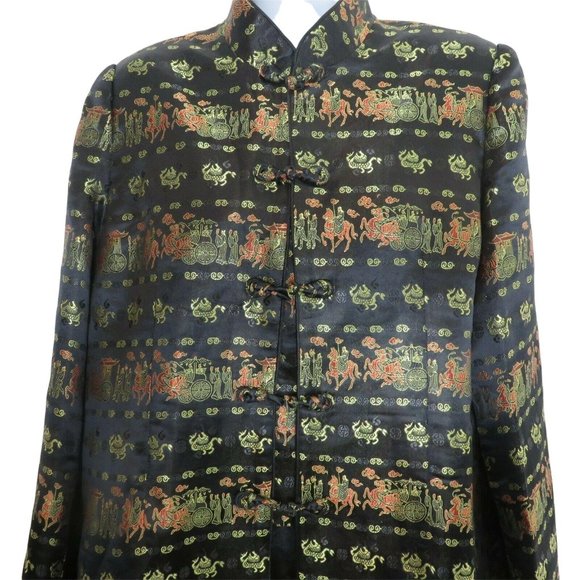 PBL | Jackets & Coats | Vintage Pbl Women Silk Jacket Blouse Xl Black ...